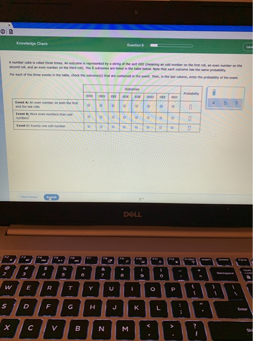 Solved Knowledge Check Questions A number cube is rolled | Chegg.com