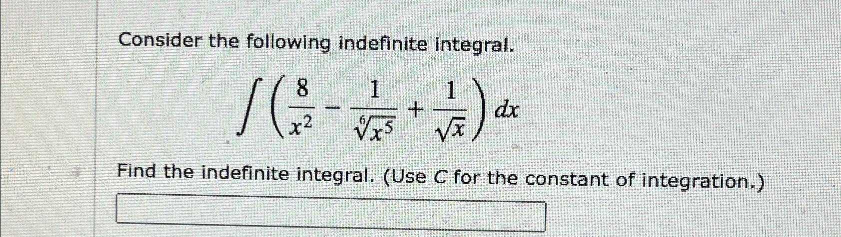 Solved Consider the following indefinite | Chegg.com
