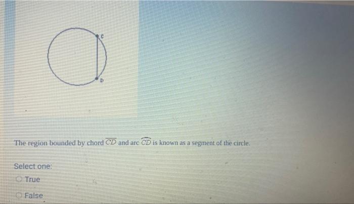 Solved D The region bounded by chord CD and are CD is known | Chegg.com