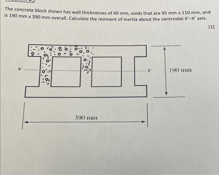 Solved The concrete block shown has wall thicknesses of 40 | Chegg.com