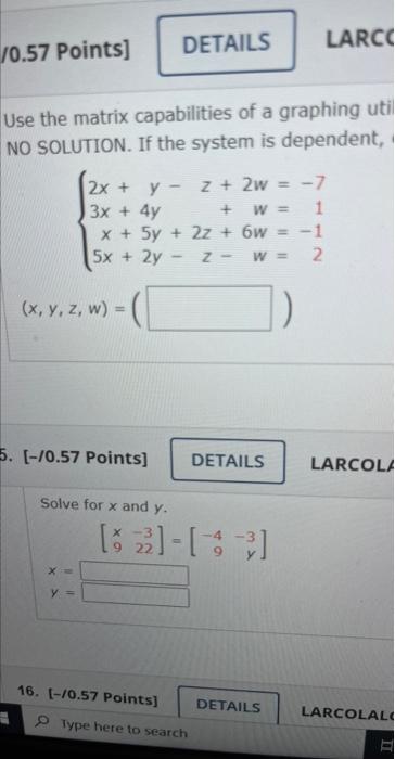Solved Use the matrix capabilities of a graphing uti NO | Chegg.com