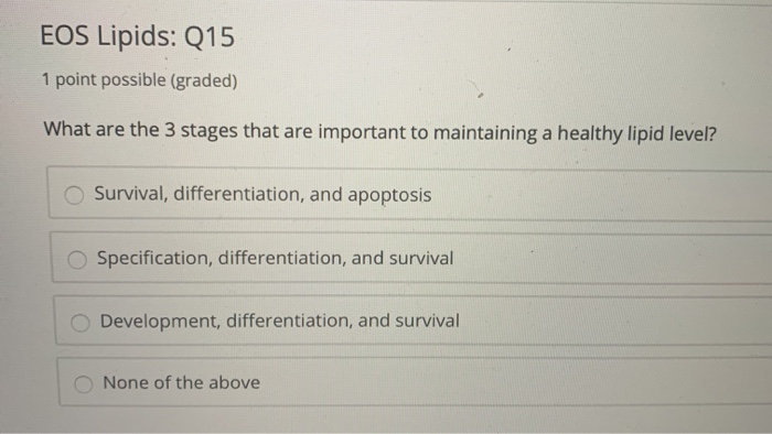 Solved EOS Lipids: Q15 1 point possible (graded) What are | Chegg.com