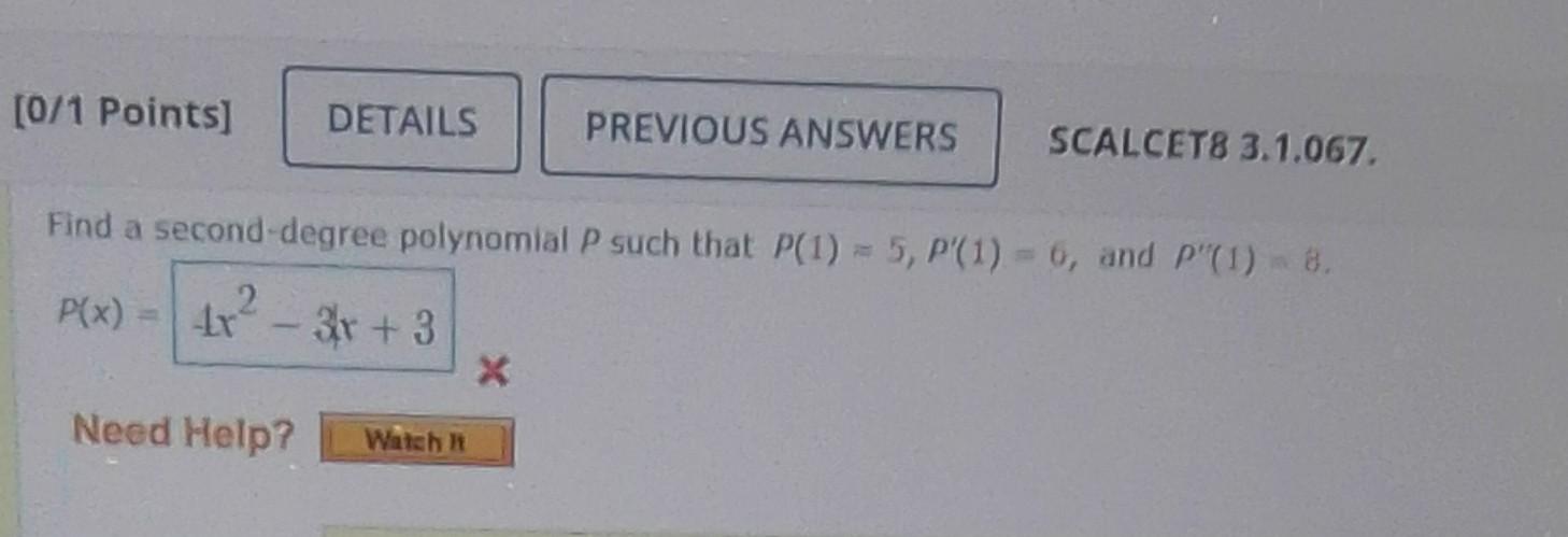 Solved Find a second-degree polynomial P such that | Chegg.com