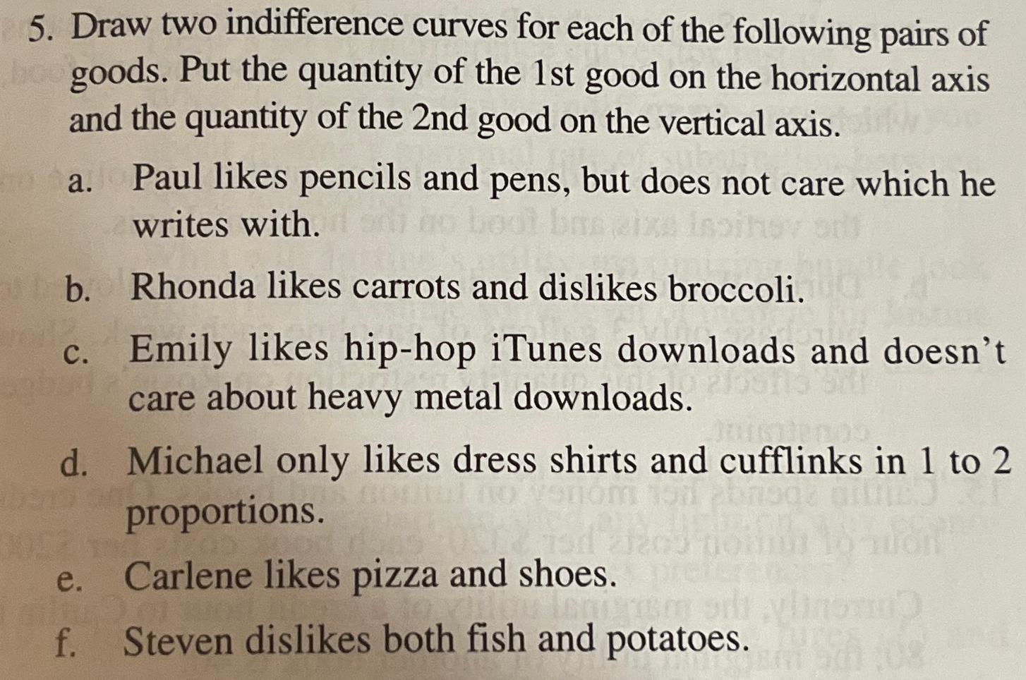 Solved Draw two indifference curves for each of the | Chegg.com