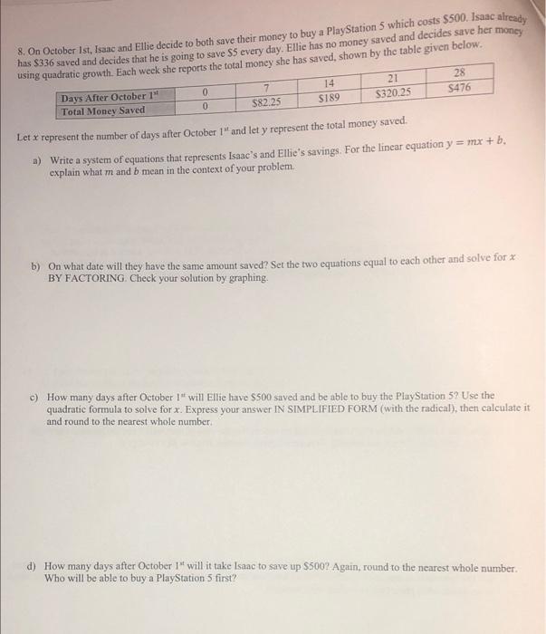 Solved 8. On Oetober Ist, Isaac and Ellie decide to both | Chegg.com