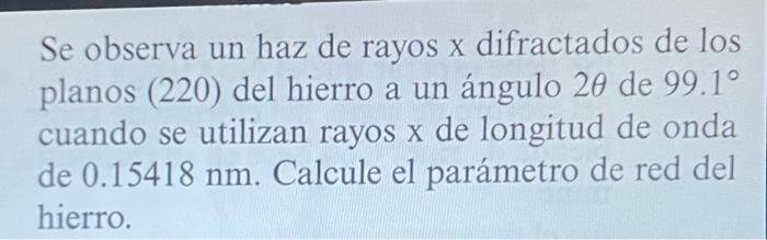Solved Se observa un haz de rayos x difractados de los | Chegg.com