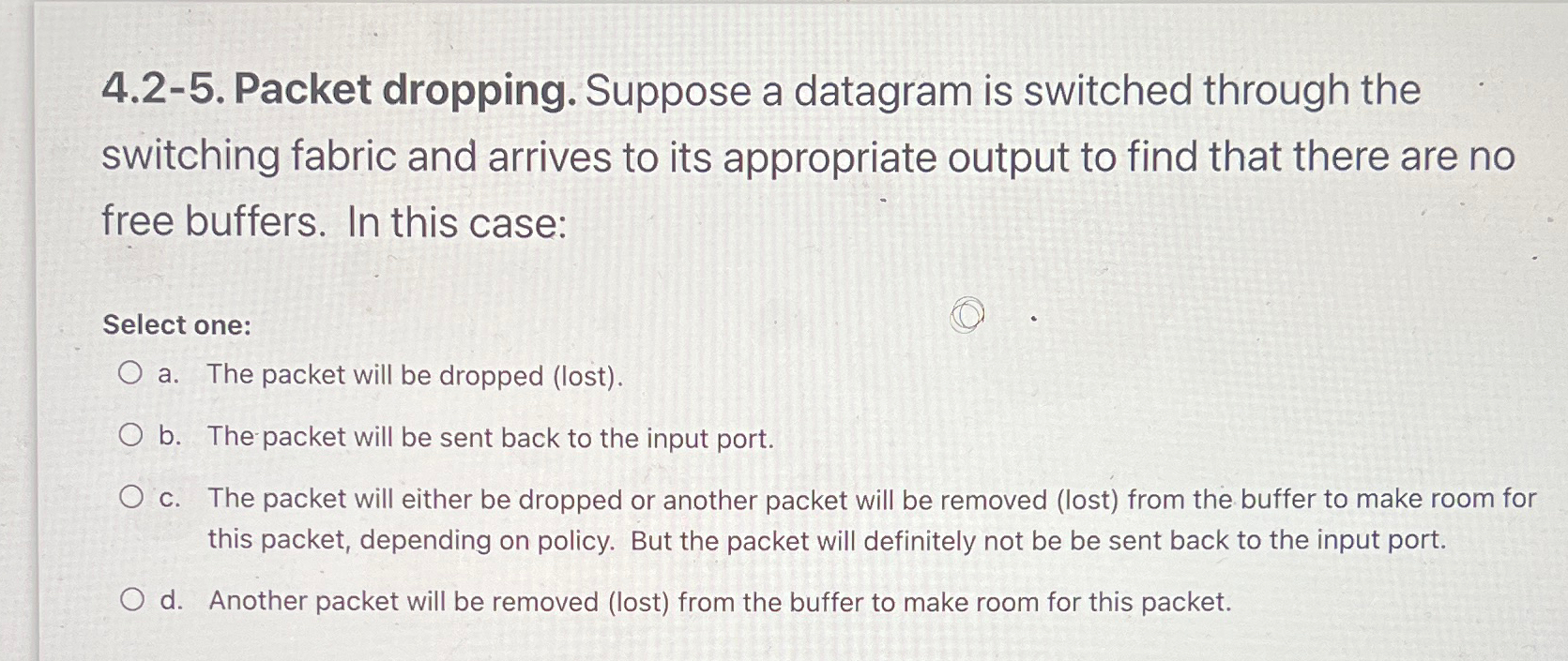 Solved 4.2-5. ﻿Packet dropping. Suppose a datagram is | Chegg.com