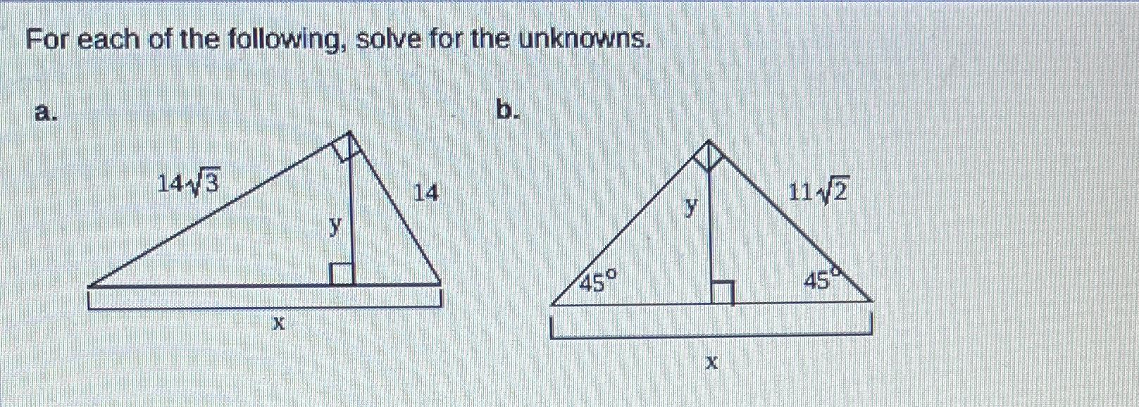 Solved For each of the following, solve for the unknowns. | Chegg.com