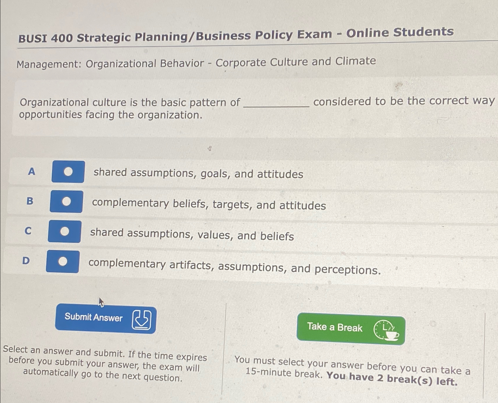 Solved BUSI 400 ﻿Strategic Planning/Business Policy Exam - | Chegg.com