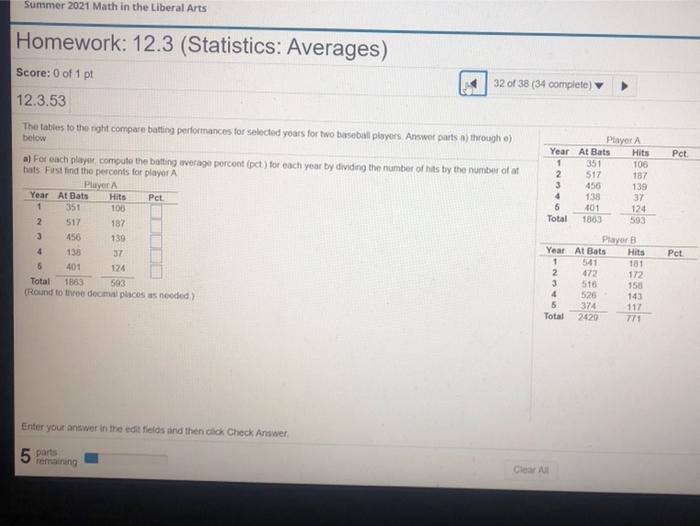 Solved Summer 2021 Math in the Liberal Arts Homework: 12.3 | Chegg.com