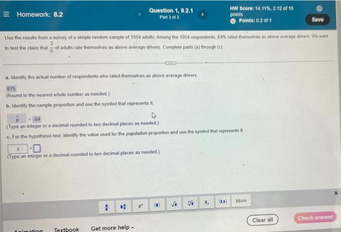 Solved Homework: 8.2 Question 1, 8.2.1 Part 3 of 3 HW Score: | Chegg.com