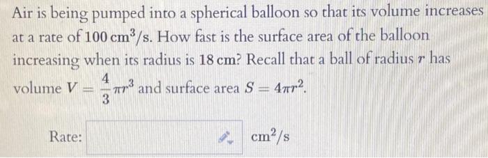 Solved Air is being pumped into a spherical balloon so that | Chegg.com