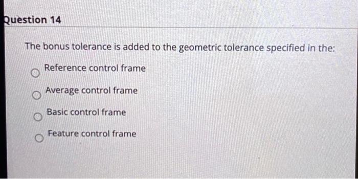 Solved Question 14 The bonus tolerance is added to the | Chegg.com