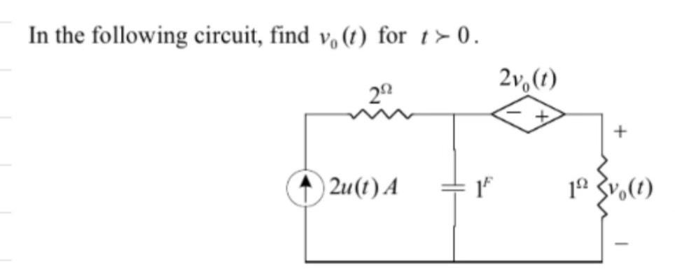 Solved In the following circuit, find v0(t) ﻿for | Chegg.com
