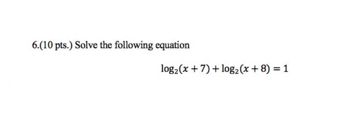 Solved 6.(10 pts.) Solve the following equation | Chegg.com Solved 6.(10 pts.) Solve the following equation | Chegg.com