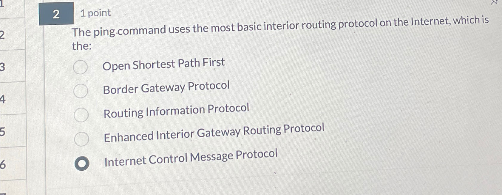 Solved 21 ﻿pointThe ping command uses the most basic | Chegg.com