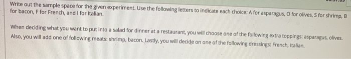 Solved Write out the sample space for the given experiment. | Chegg.com