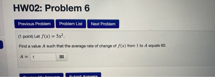 Solved HWO2: Problem 2 Previous Problem Problem List Next | Chegg.com
