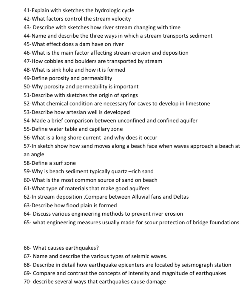 Solved 41-Explain with sketches the hydrologic cycle42-What | Chegg.com