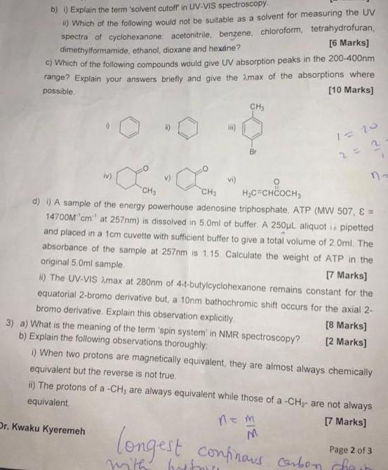 Solved b) 0 Explain the term 'solvent cutoff in UV-VIS | Chegg.com