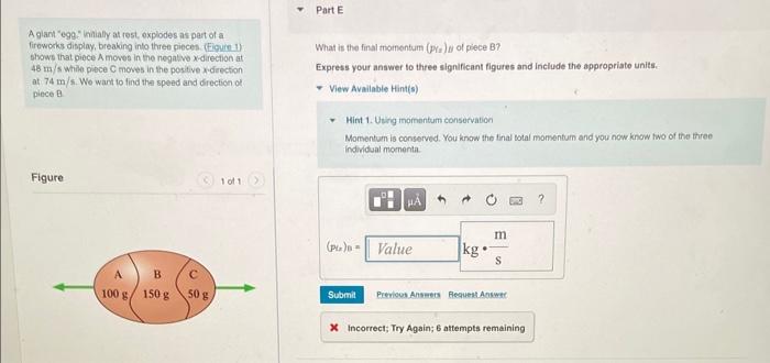 Solved A giant "egg: "niially at rest, explodes as pert of a | Chegg.com
