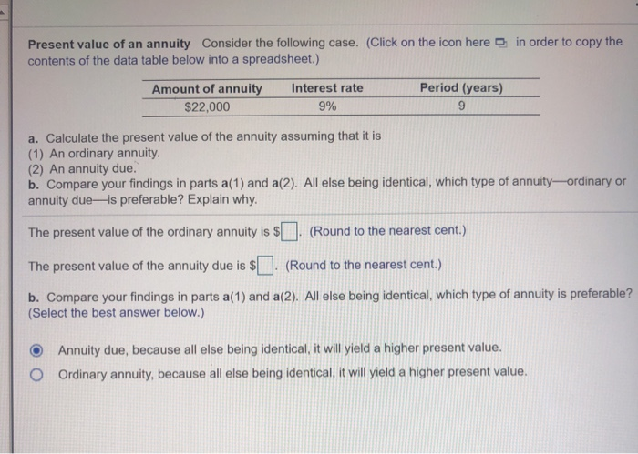 Solved in order to copy the Present value of an annuity | Chegg.com