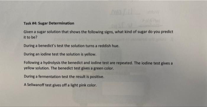Solved Task \#4: Sugar Determination Given a sugar solution | Chegg.com