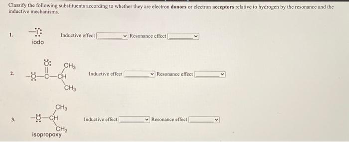 Solved Classify the following substituents according to | Chegg.com
