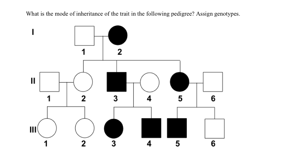 Solved What is the mode of inheritance of the trait in the | Chegg.com