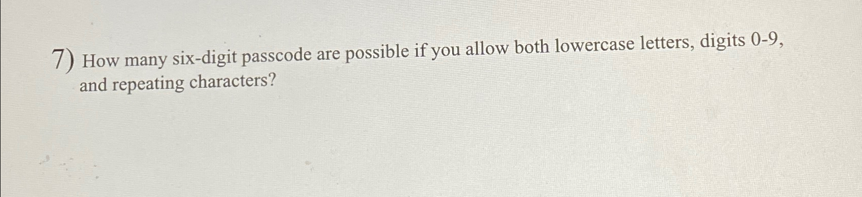 Solved How many six-digit passcode are possible if you allow | Chegg.com