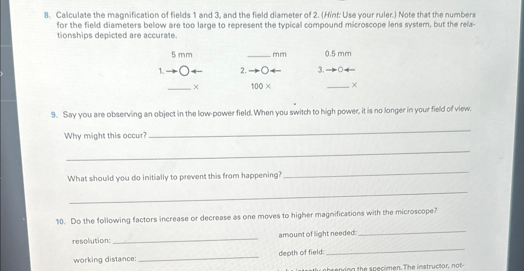 Solved Calculate the magnification of fields 1 ﻿and 3, ﻿and | Chegg.com