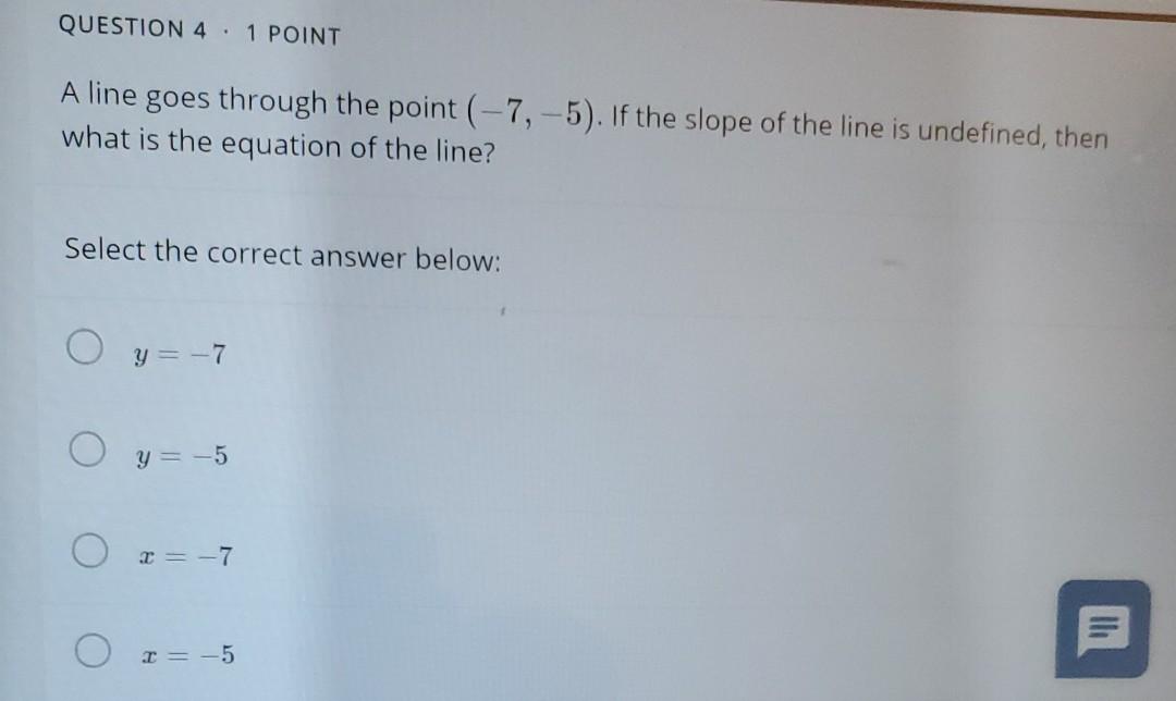 Solved QUESTION 4 . 1 POINT A line goes through the point | Chegg.com