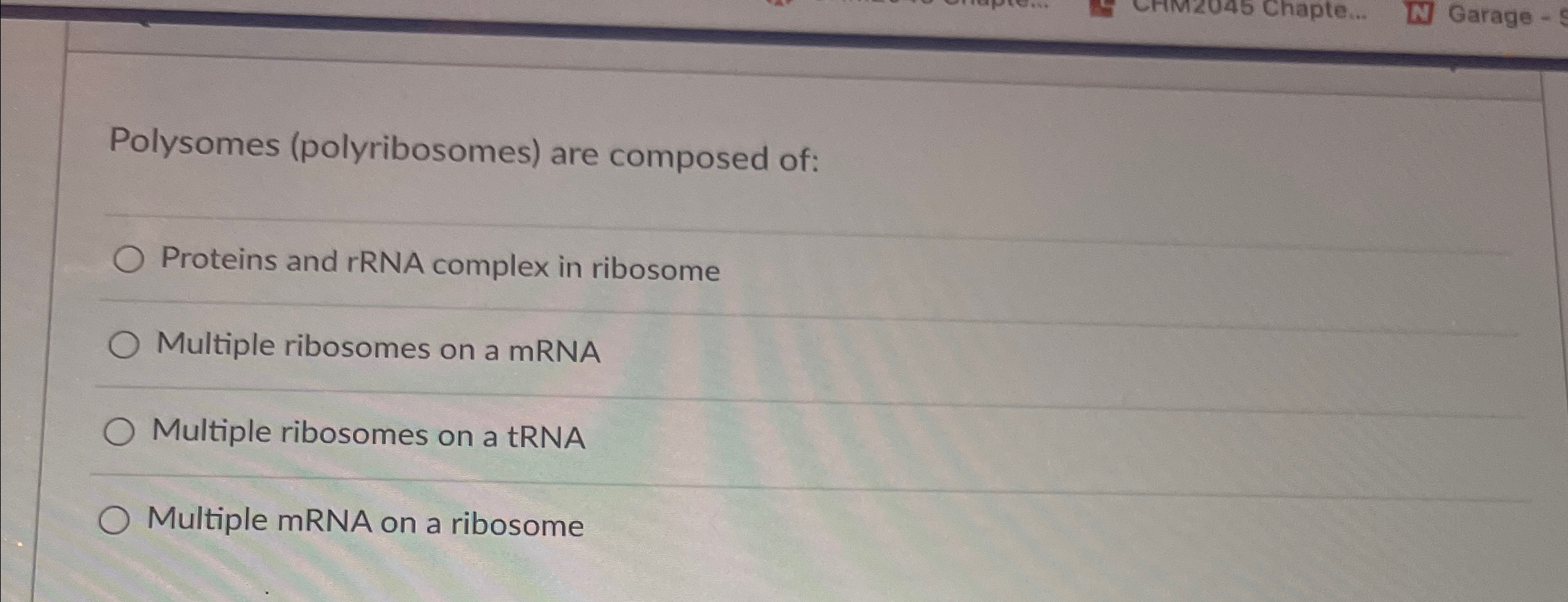 Solved Polysomes (polyribosomes) ﻿are composed of:Proteins | Chegg.com
