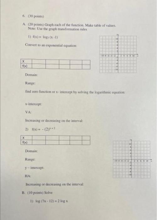 Solved 6.30 points A (20 points) Graph each of the function. | Chegg.com