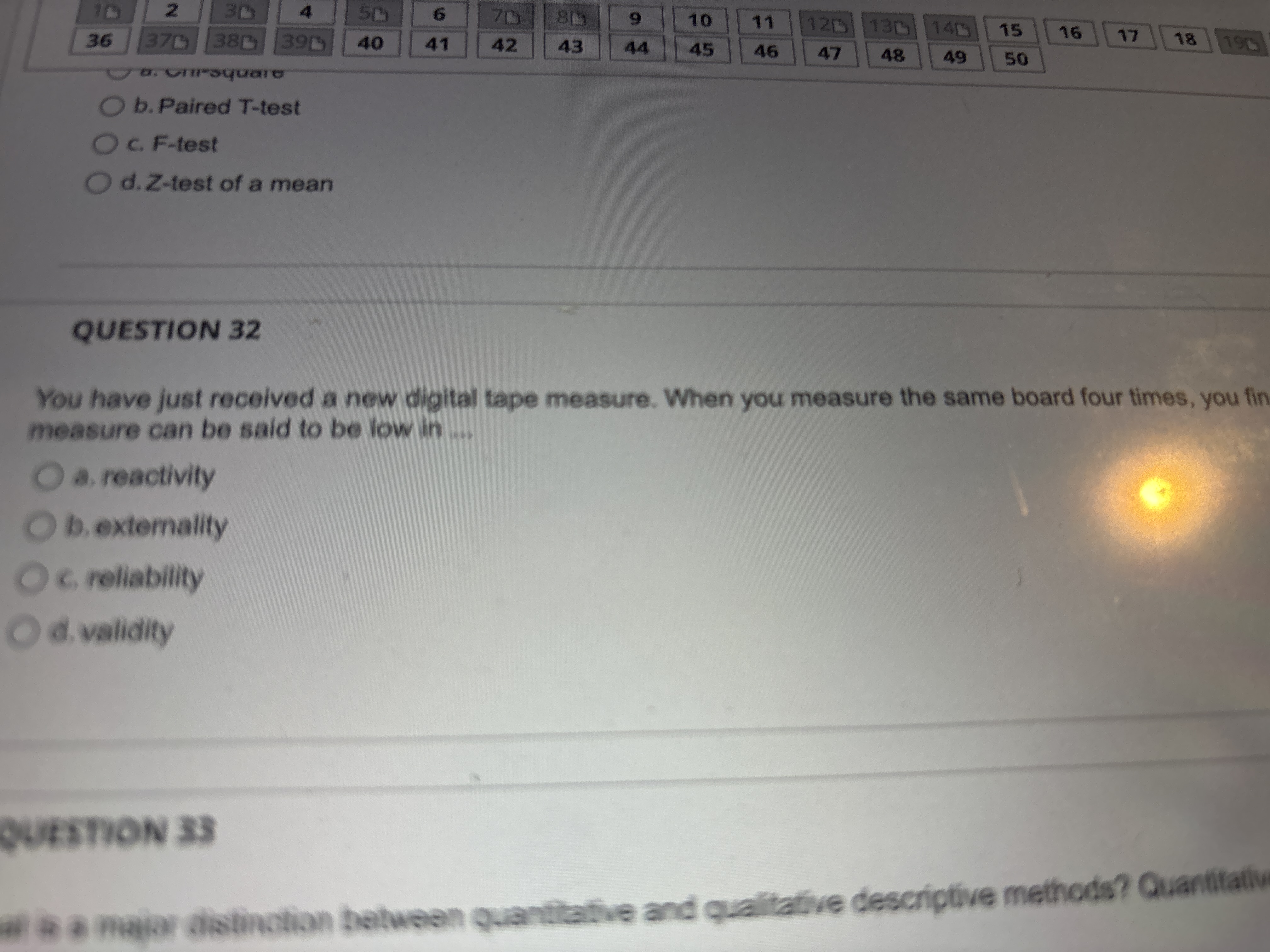 Solved b. ﻿Paired T-testc. ﻿F-testd. ﻿Z-test of a | Chegg.com