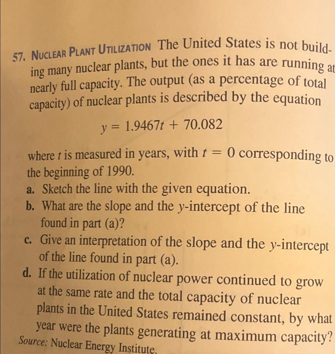 Solved Nuclear Plant Utilization The United States is not | Chegg.com