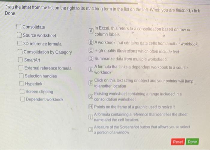 Solved Drag the letter from the list on the right to its | Chegg.com