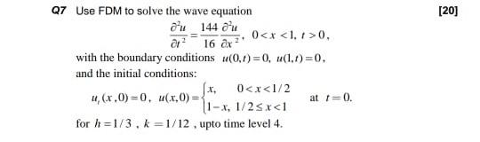 Solved [20] 07 Use FDM to solve the wave equation ou 144 ou | Chegg.com