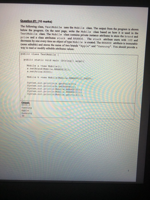 Solved Question 1: (10 marks) The following class, Test | Chegg.com