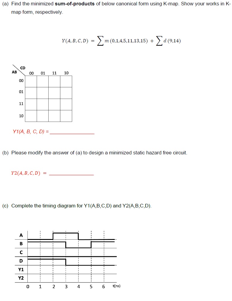 Solved (a) ﻿Find the minimized sum-of-products of below | Chegg.com
