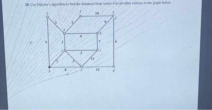 Solved 20. Use Dijkstra's algorithm to find the distances | Chegg.com