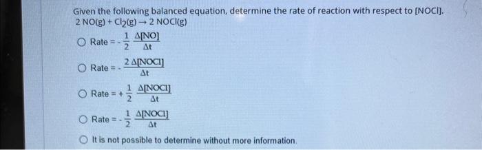 Solved Given the following balanced equation, determine the | Chegg.com