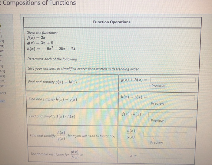 Solved Compositions of Functions Function Operations -- | Chegg.com