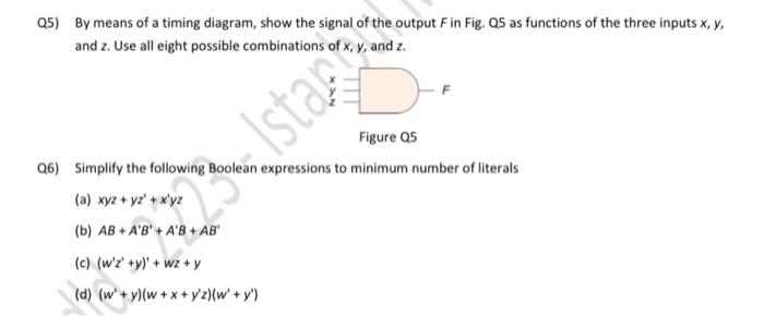 Solved Q5) By means of a timing diagram, show the signal of | Chegg.com