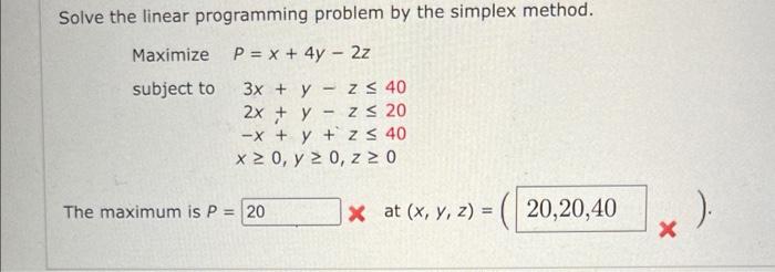 Solved Solve the linear programming problem by the simplex | Chegg.com