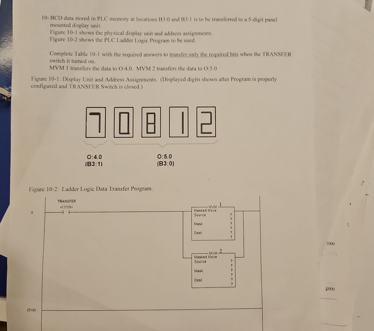 10- ﻿BCD data stored in PLC memory at locations B3:0 | Chegg.com