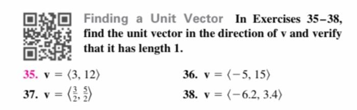 Solved Finding a Unit Vector In Exercises 35-38, find the | Chegg.com