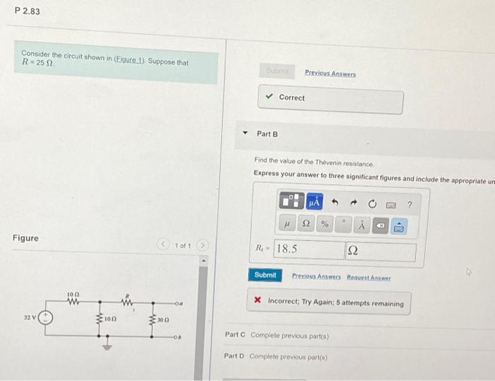 Solved P 2.83 Consider the circuit shown in Figure 1). | Chegg.com