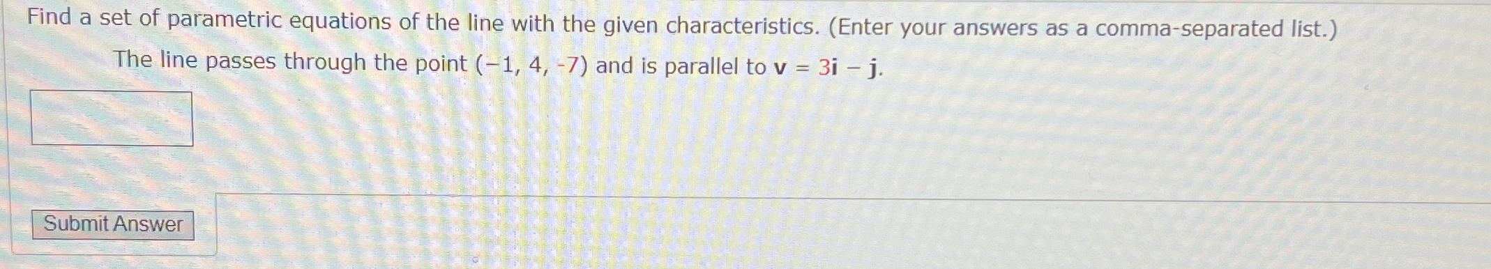 Solved Find a set of parametric equations of the line with | Chegg.com