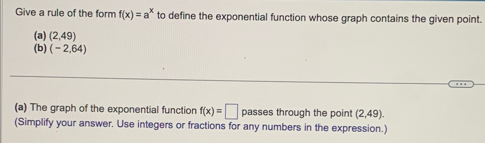 Solved Give a rule of the form f(x)=ax ﻿to define the | Chegg.com